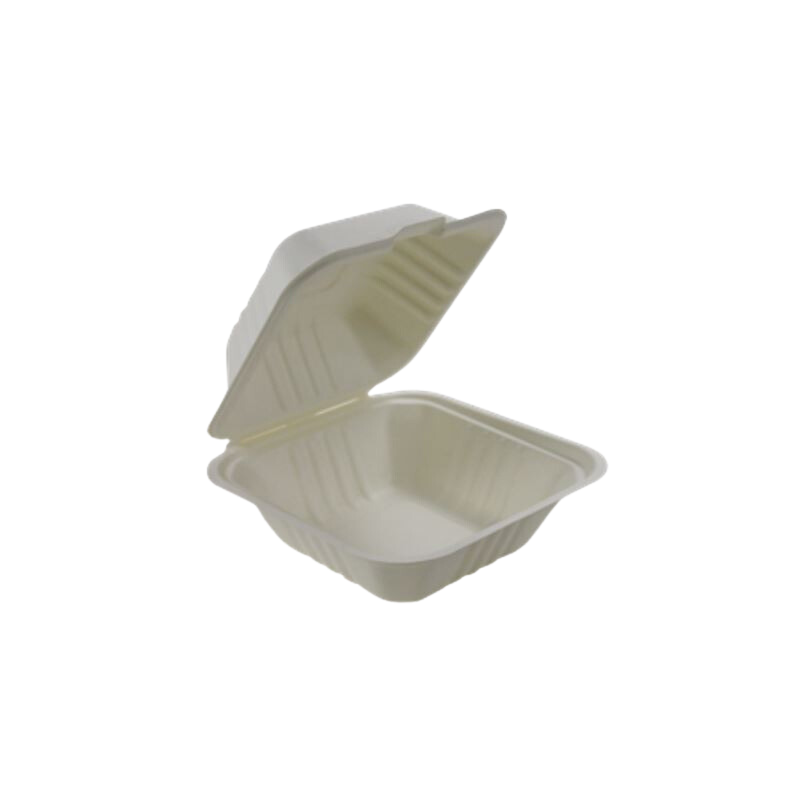 HP6 Bagasse Burger Box White (152X152X78mm) x500 - Mason Foodservice