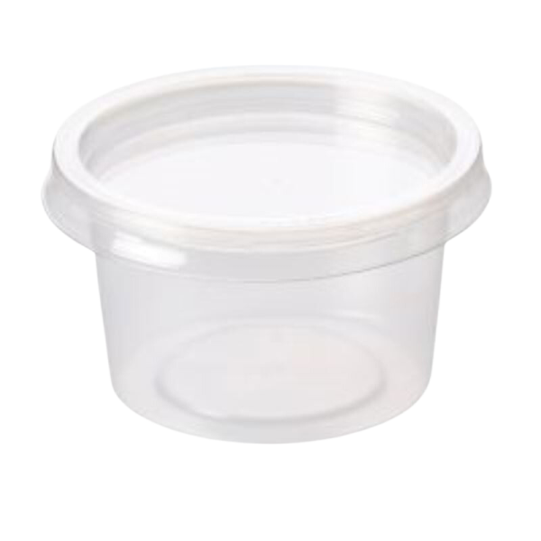 Portion Pot & Lid Round Plastic 4oz Clear x1000 - Mason Foodservice